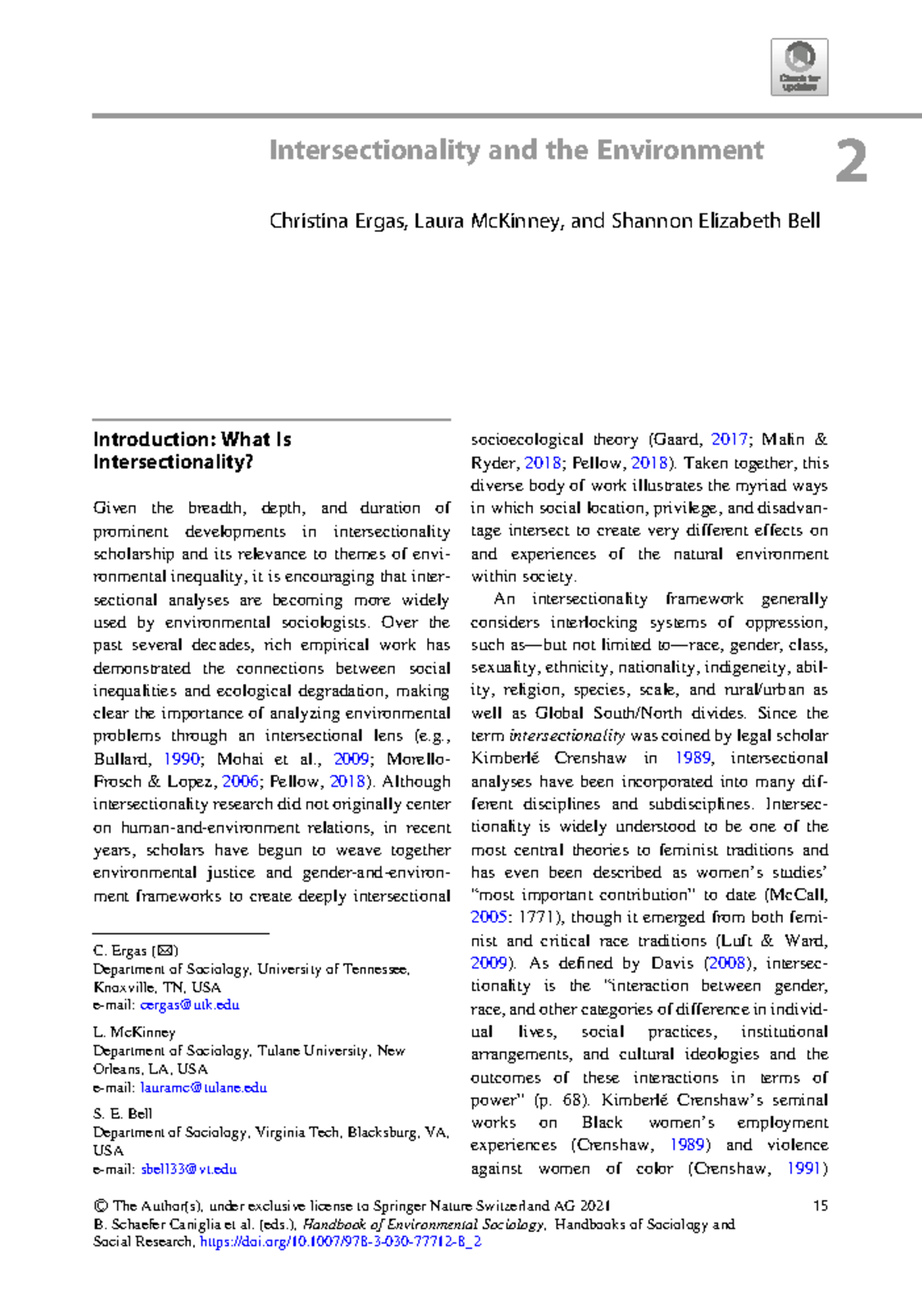 Intersectionality and Environmental Inequality: A Comprehensive ...