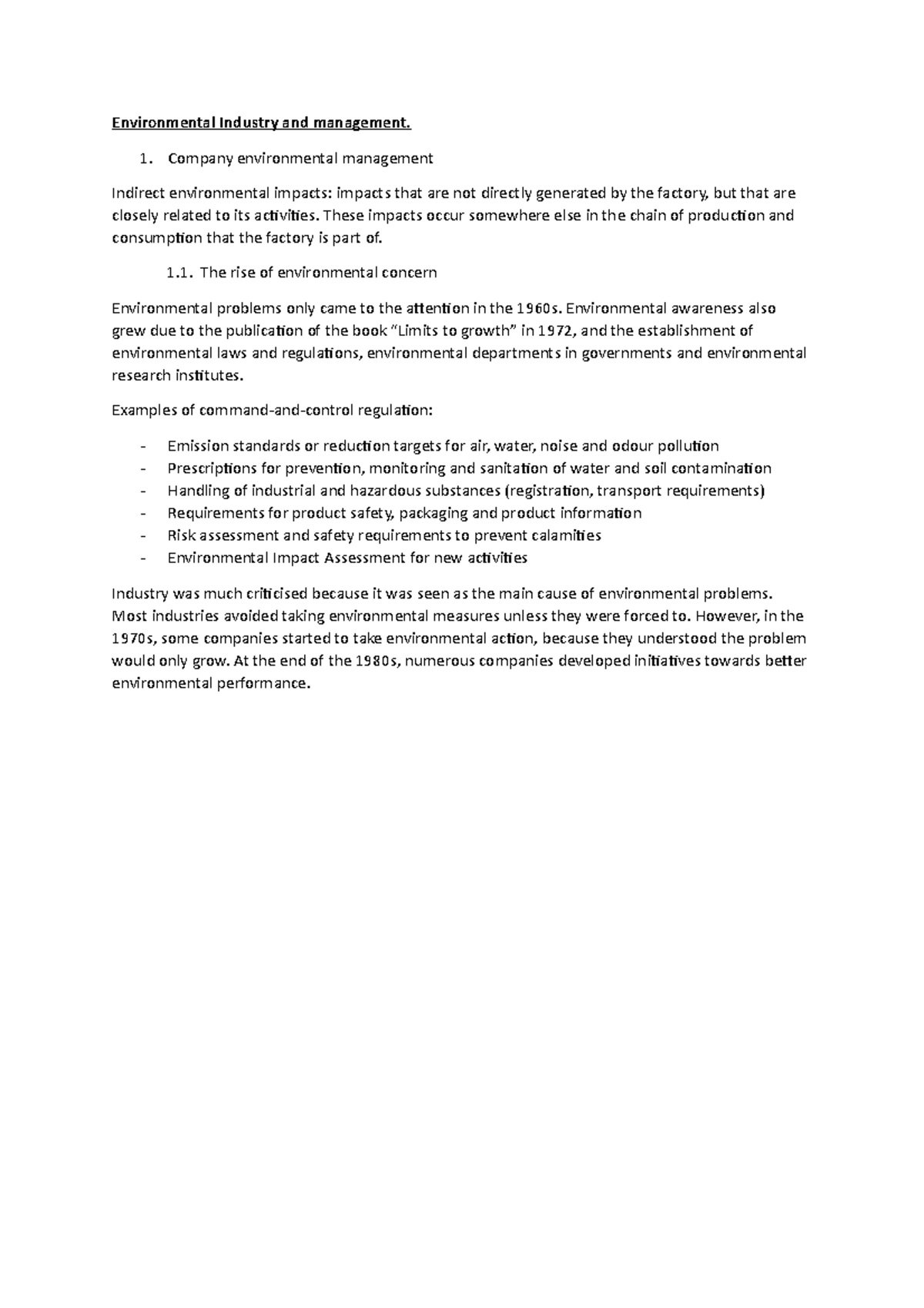 Samenvatting van het Milieu Management en Bedrijfsstrategie (EMB101 ...