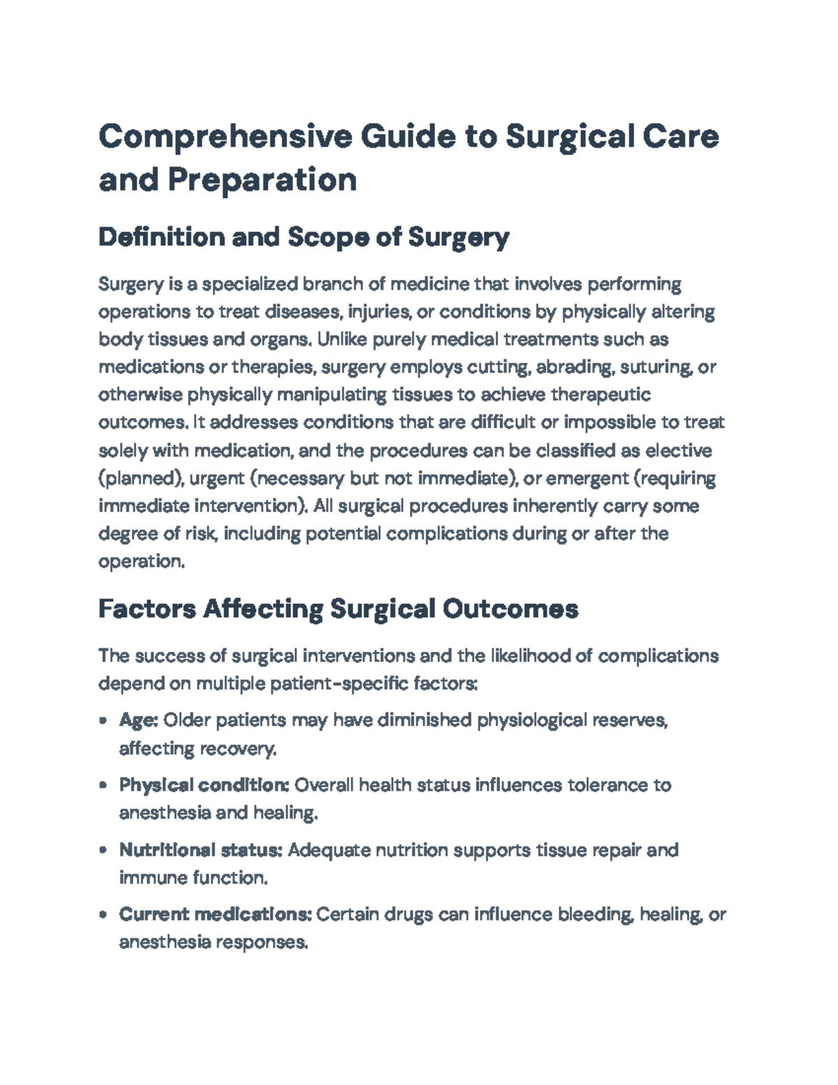 Comprehensive Guide to Preoperative Patient Education and Care - Studocu