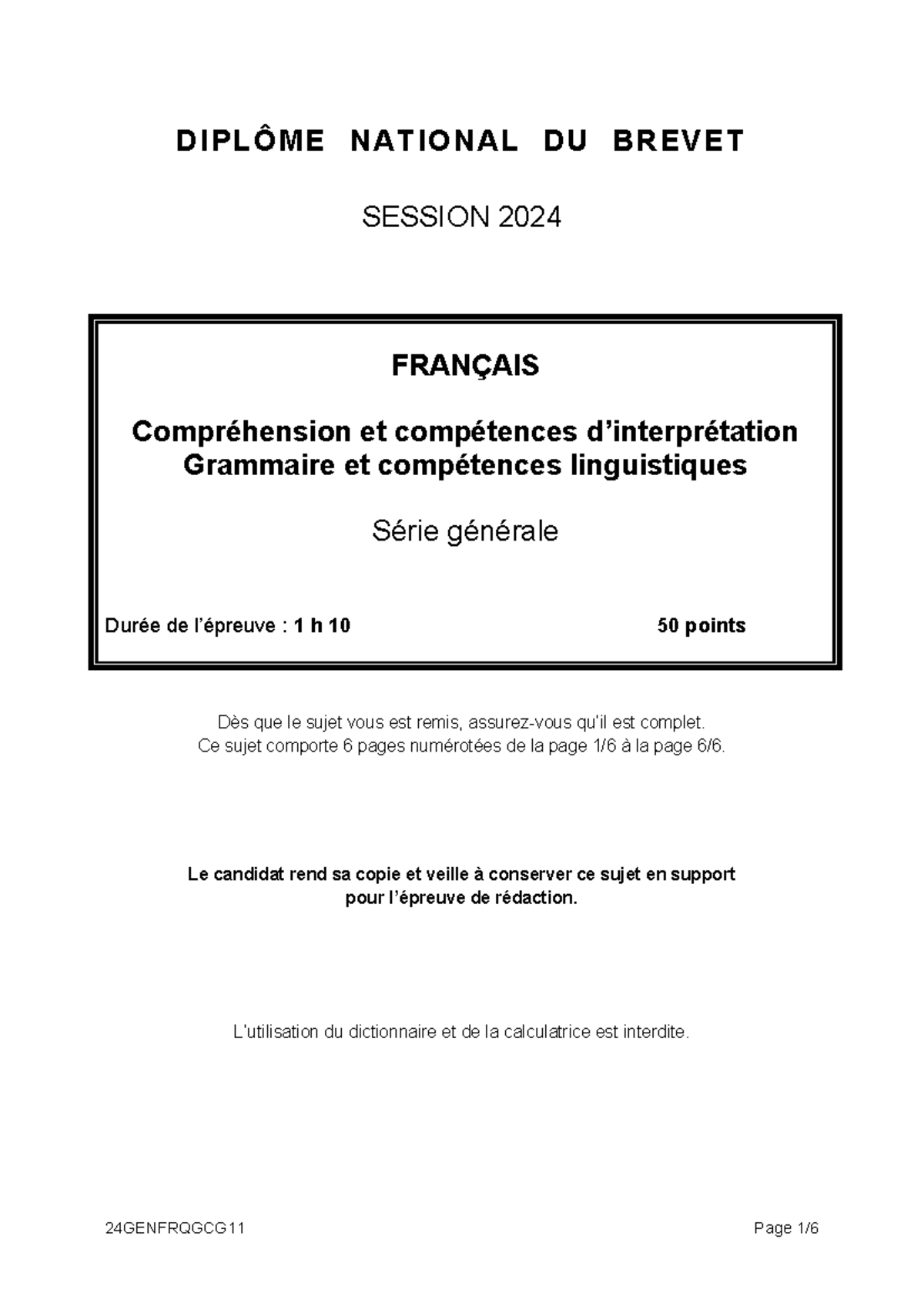 DIPLÔME NATIONAL DU BREVET 2024 - FRANÇAIS : Analyse de Bérénice - Studocu