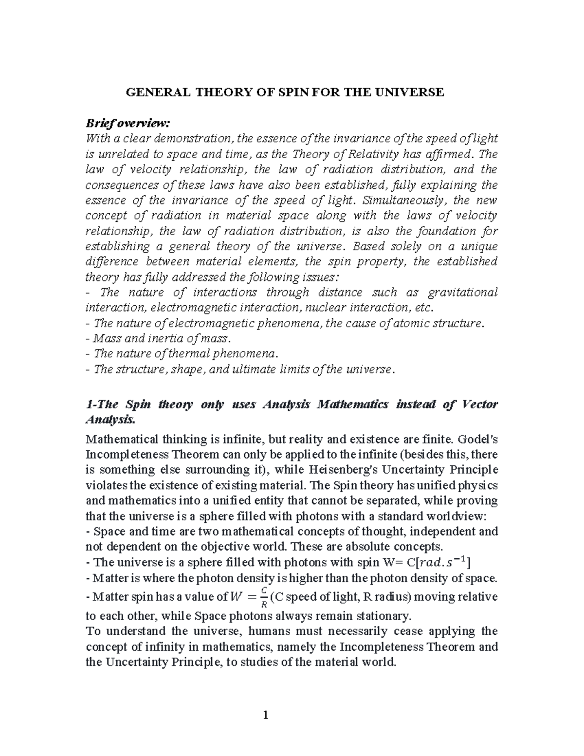 General Theory of Spin for the Universe: A Comprehensive Overview - Studocu