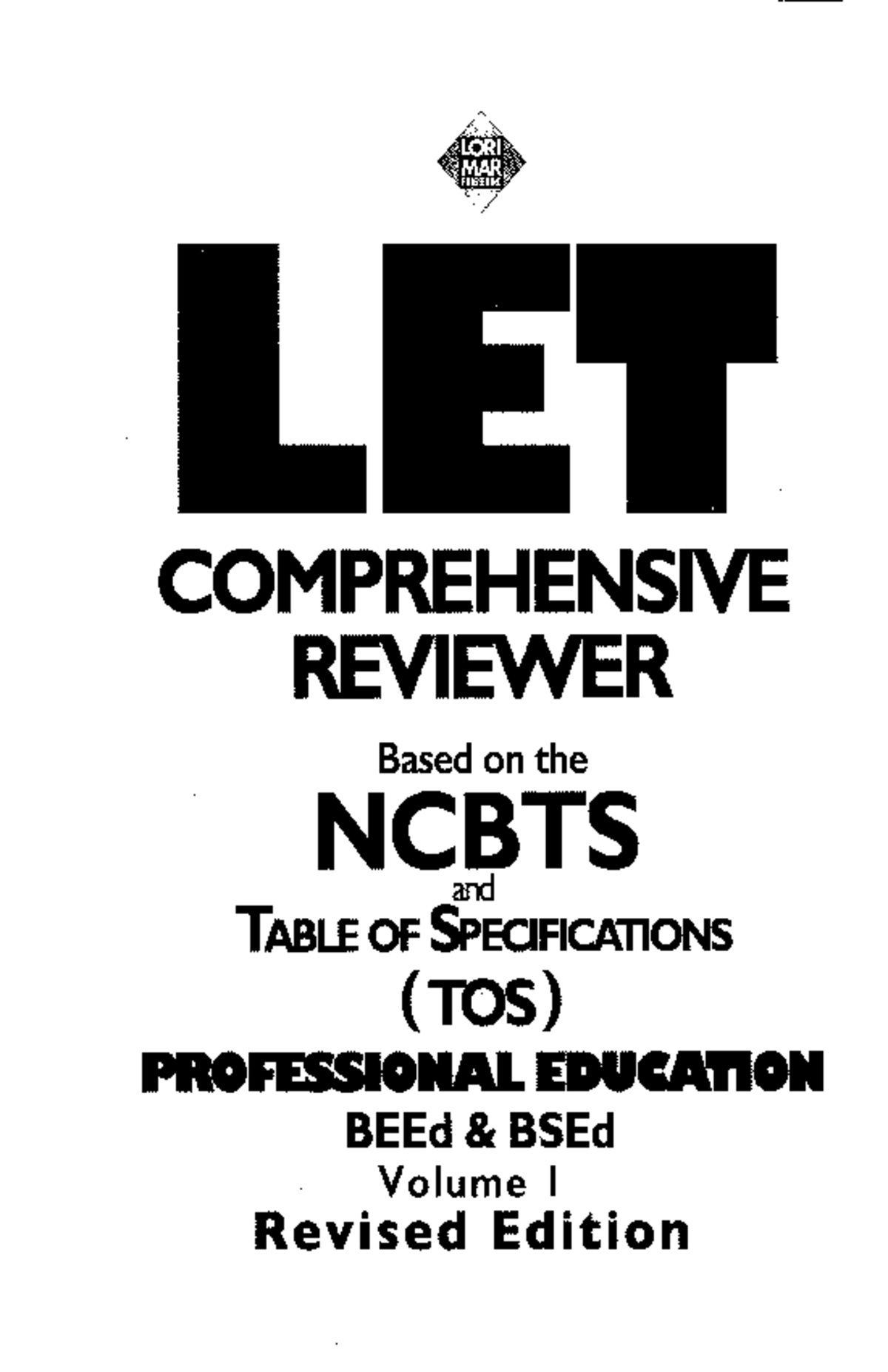 Lorimar-profed-vol1 - LET reviewer for profed - Physical Education ...