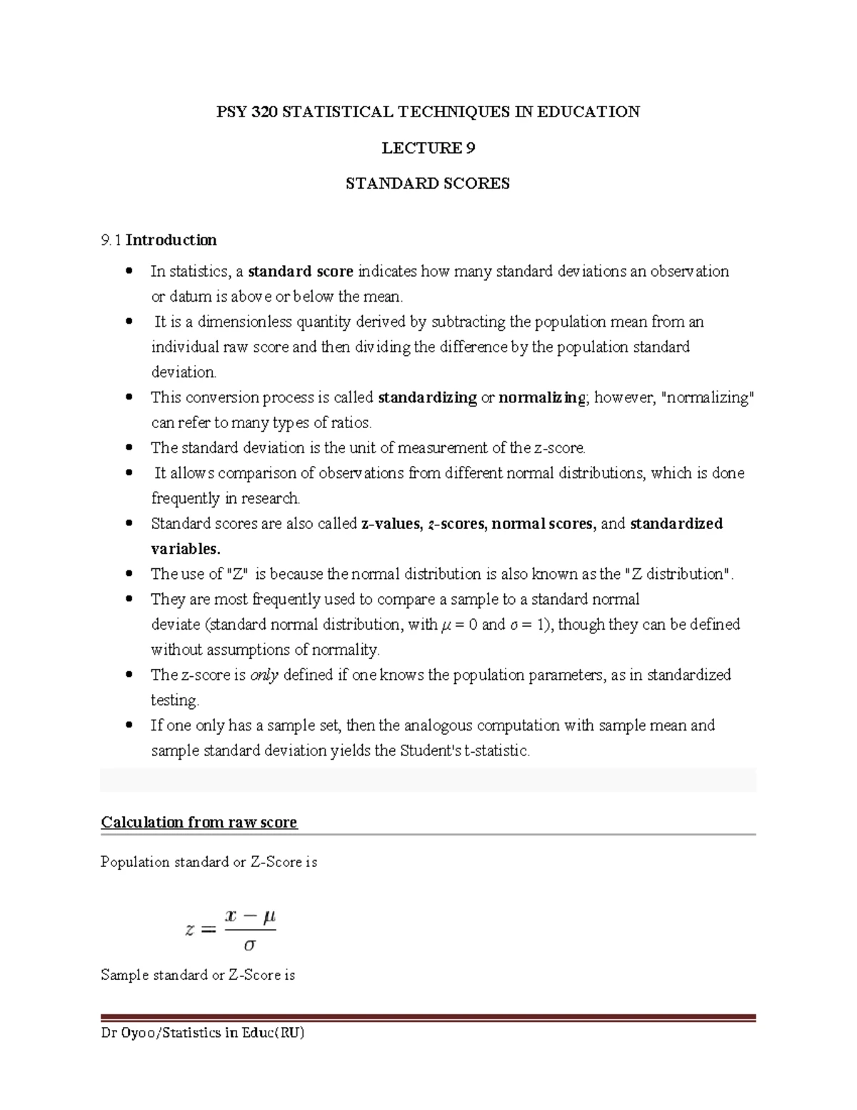 PSY 320 LECTURE 10: UNDERSTANDING STANINE SCORES IN EDUCATION - Studocu
