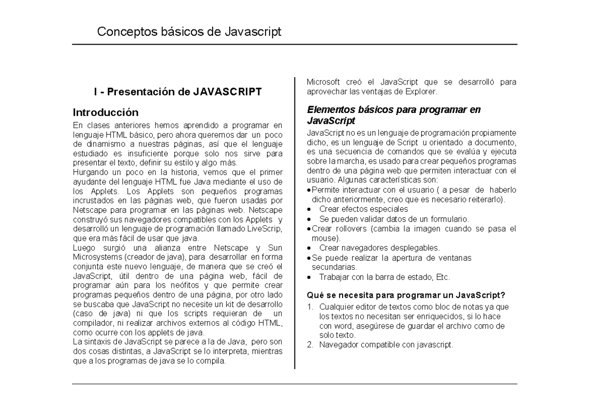 Javascript Web Cliente-Servidor - I - Presentación de JAVASCRIPT ...