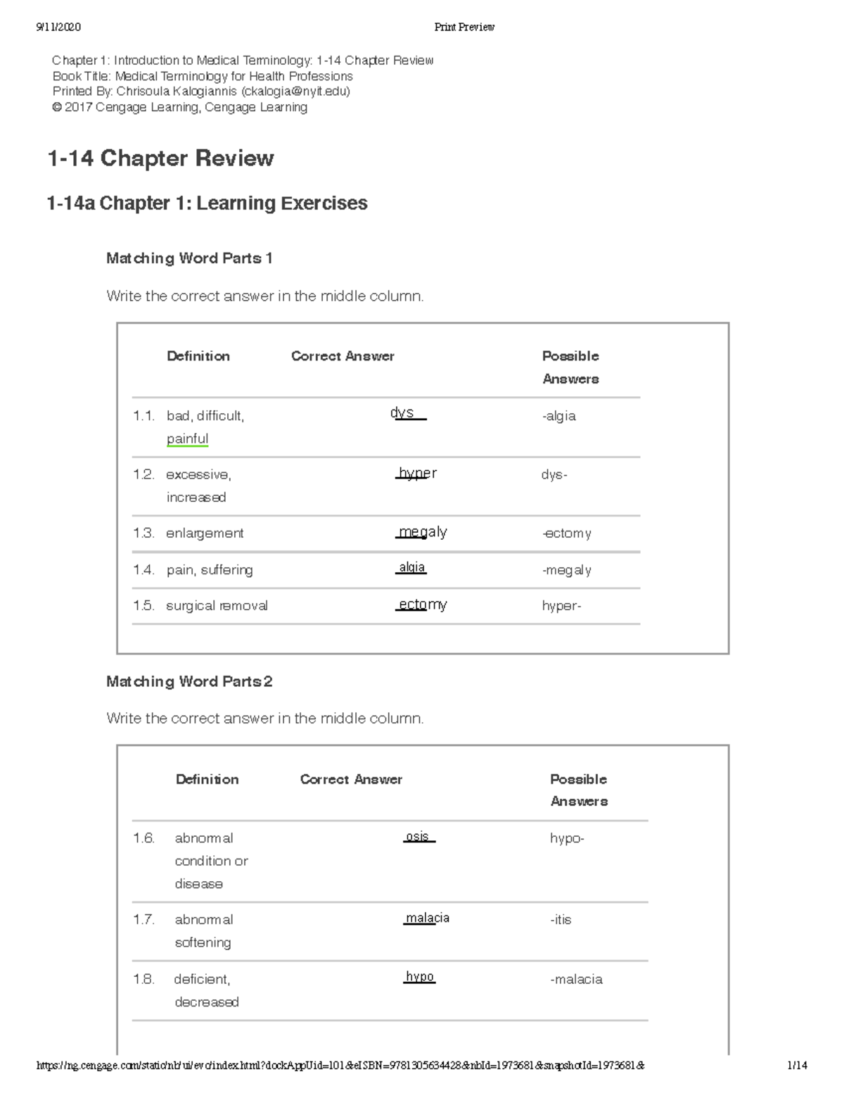 Chapter 1 Review: Intro to Medical Terminology (ANS) - Studocu