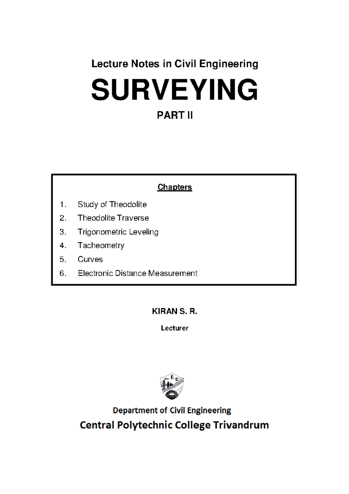 Surveying II: Comprehensive Lecture Notes on Theodolite Techniques ...