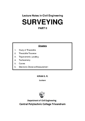 Surveying Lecture Notes - LECTURE NOTES ON SURVEYING (ACE002) B. Tech ...
