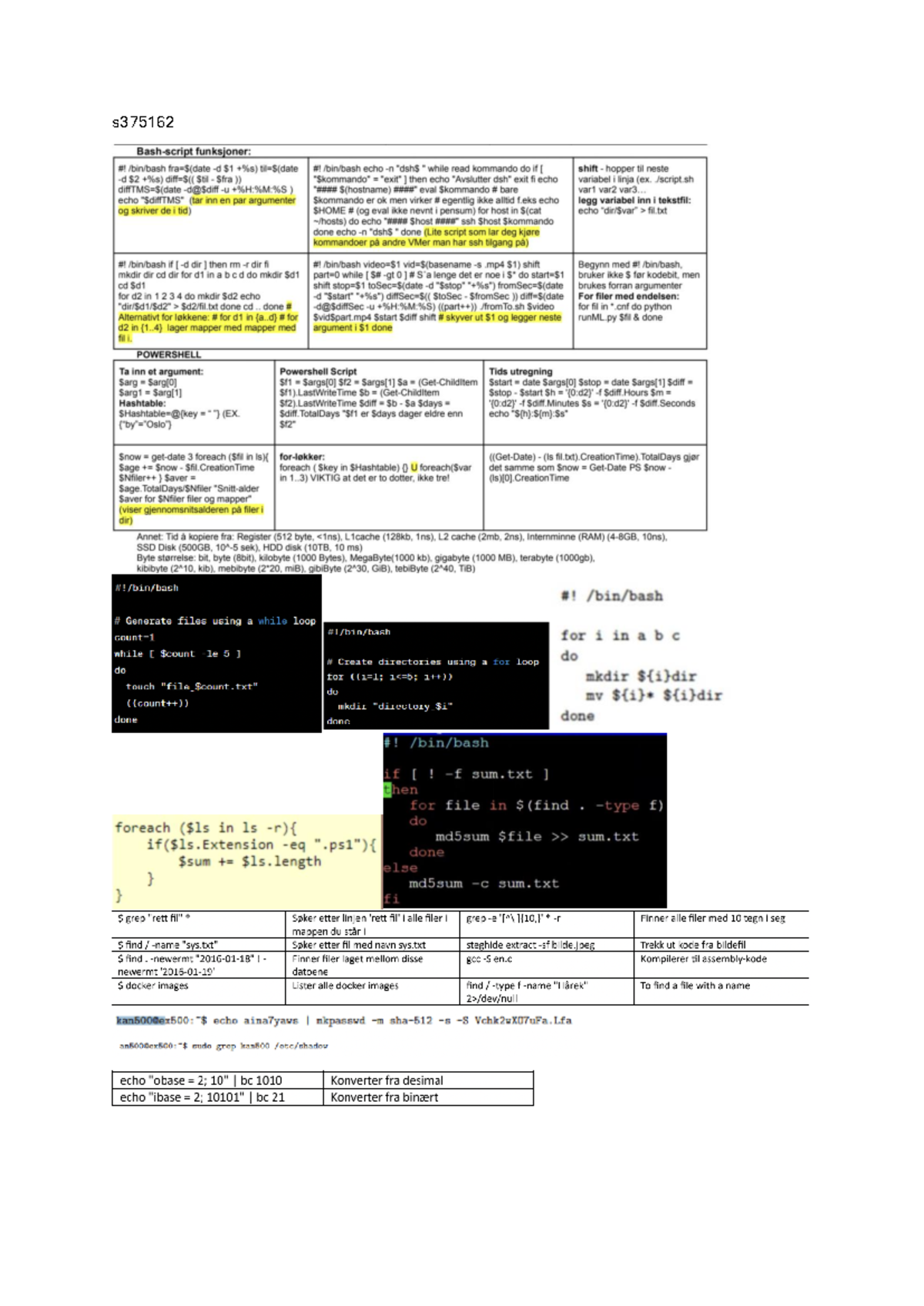 Bash Script Functions Cheat Sheet (s375162) - Studocu