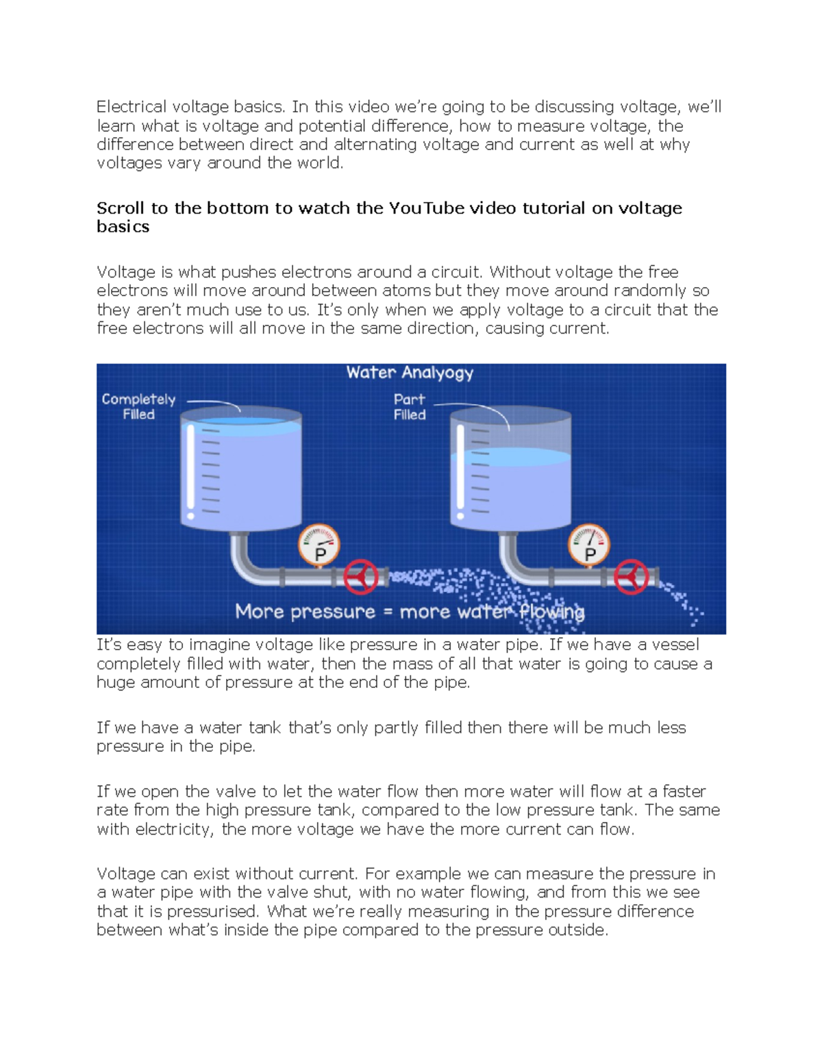 Voltage explained - Electrical voltage basics. In this video we’re ...