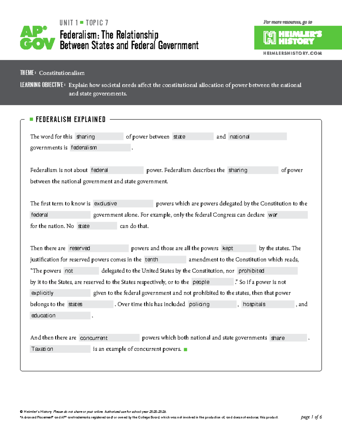 Federalism and Fiscal Policy: Grants and Mandates (AP US History) - Studocu