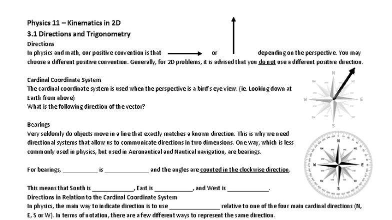 Physics 11 - Unit 3 Kinematics 2D Notes 25-26 - Physics 11 – Kinematics ...