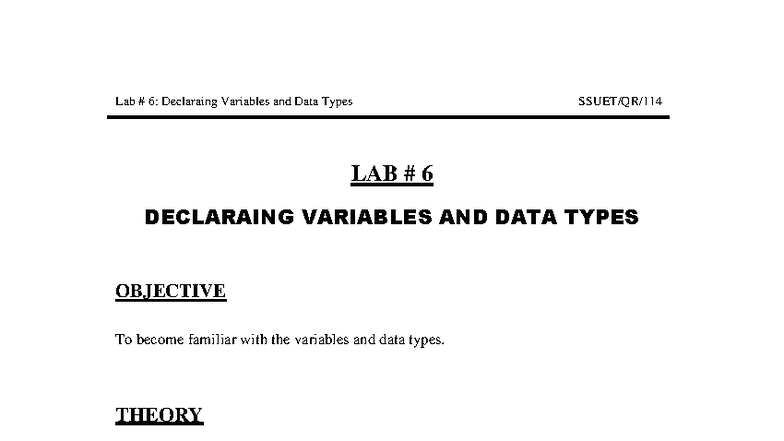 Lab 6: Declaring Variables and Data Types in Python - Studocu