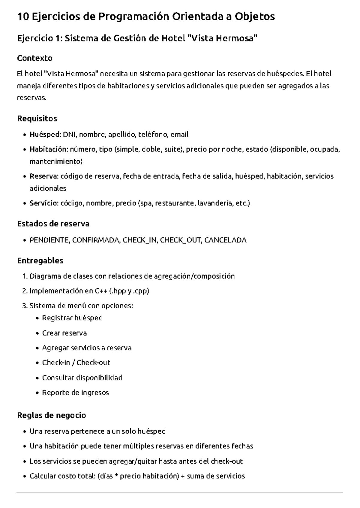 10 Ejercicios de Programación Orientada a Objetos - POO 2023 - Studocu