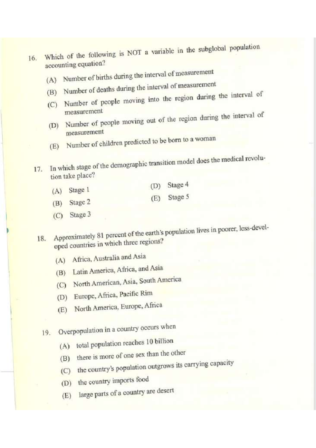 Final Exam Study Guide for ABC101: Population Dynamics and Migration ...