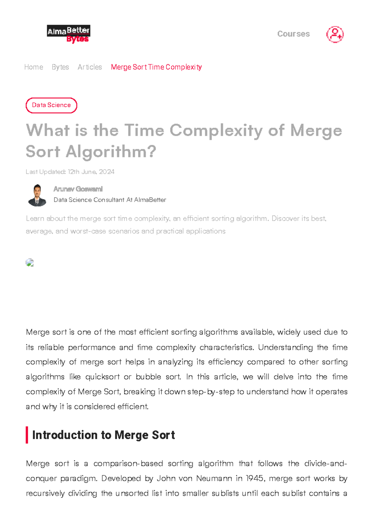 Time Complexity Analysis of Merge Sort Algorithm in Data Science - Studocu