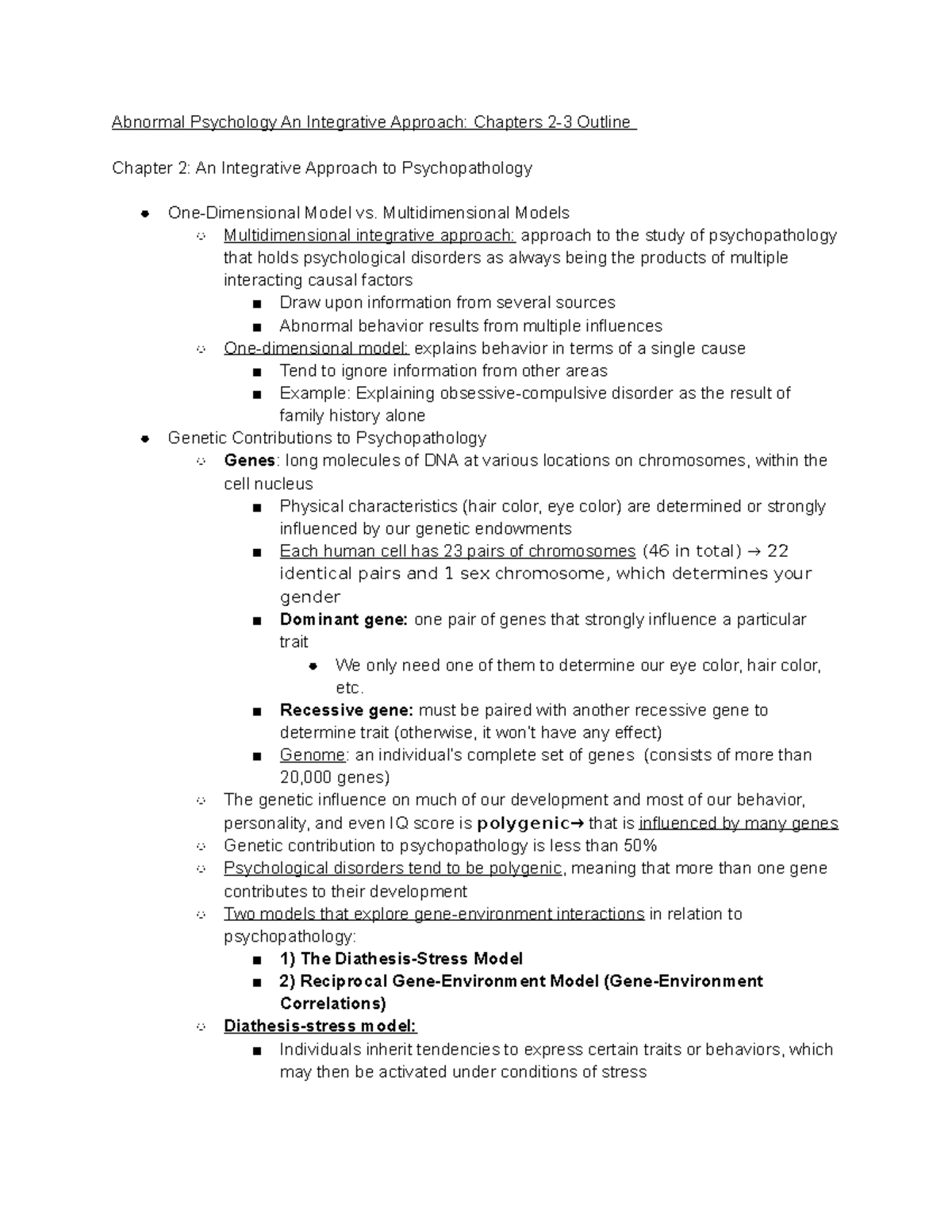 Abnormal Psychology- An Integrative Approach Chapter 2-3 Textbook Notes ...