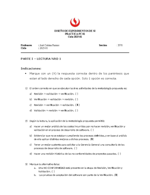 Diseño de Experimentos en SI - SI651 - UPC - Studocu