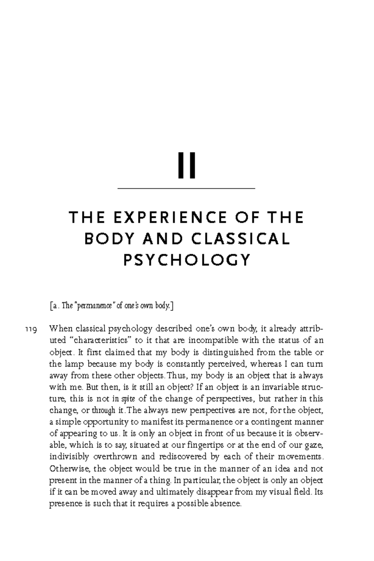 Exploring the Body Experience in Classical Psychology: A Study - Studocu