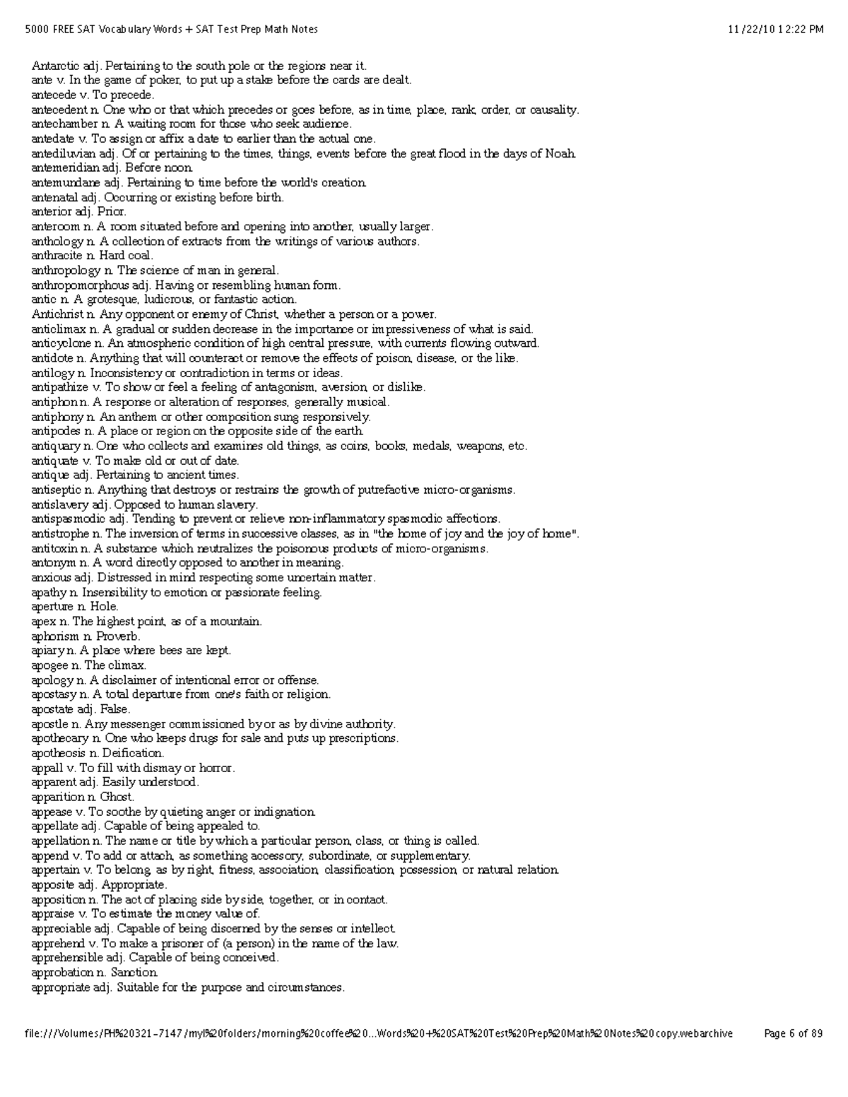 Vocabulary notes 1 - 5000 FREE SAT Vocabulary Words + SAT Test Prep ...