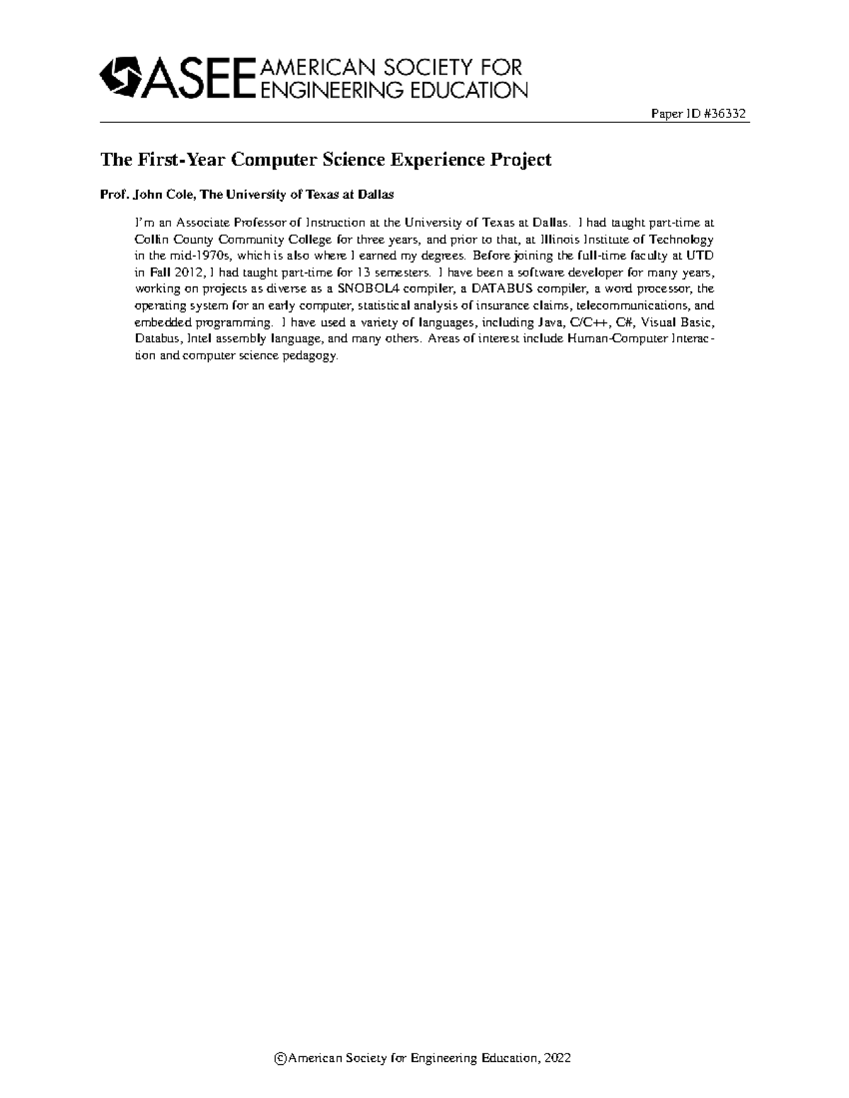 CS1200 Final Project: Enhancing the First-Year Computer Science ...