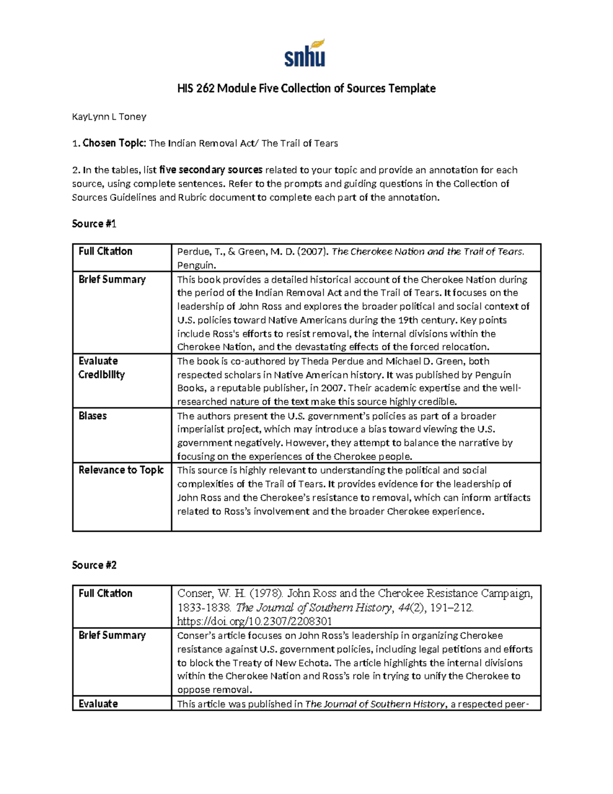 HIS 262 Module Five Annotated Sources on Indian Removal Act - Studocu