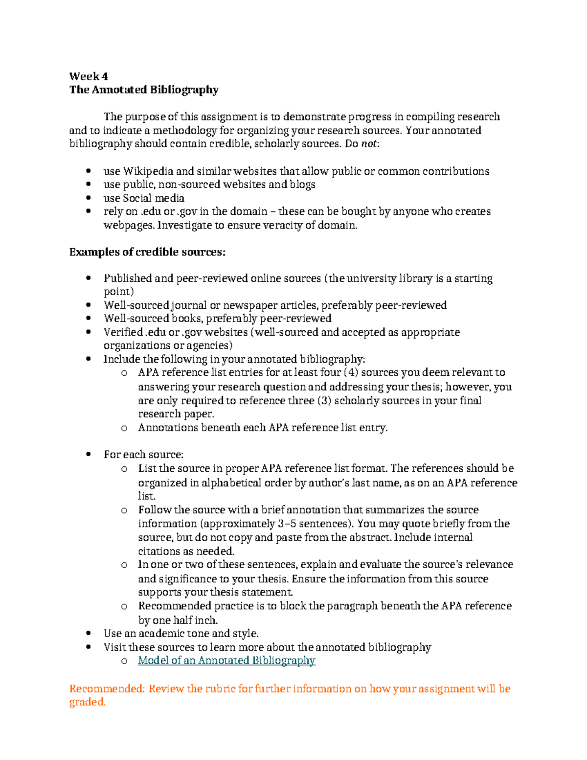 ENG 101 Week 4 Annotated Bibliography Guidelines and Tips - Studocu