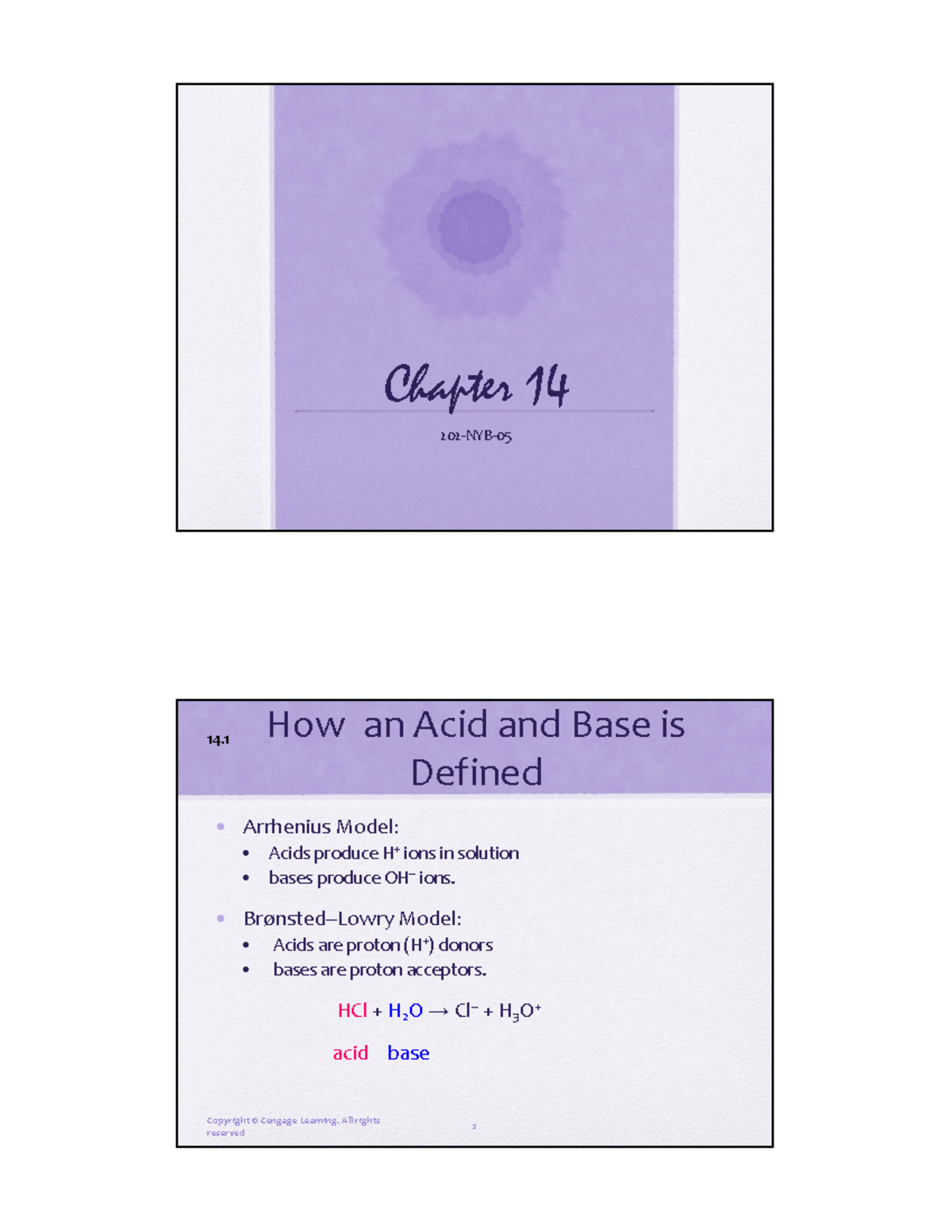 Chapter 14 lecture - Chapter 14 202 - NYB- 05 How an Acid and Base is ...