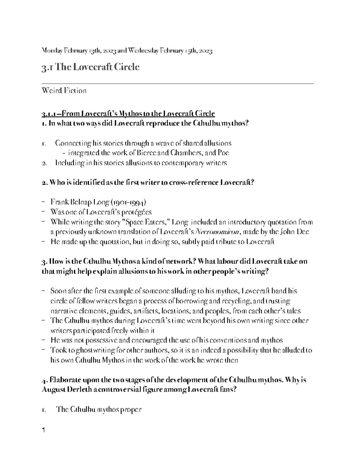 3.1 The Lovecraft Circle: Exploring the Cthulhu Mythos and Its ...