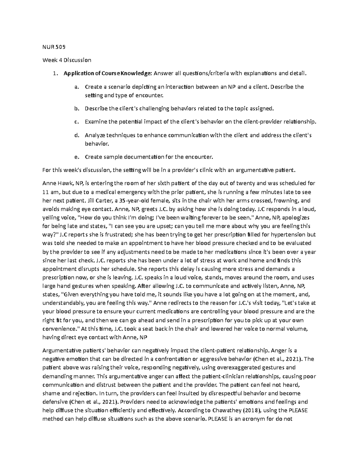 NUR 509 Week 4 Discussion: Strategies for Managing Argumentative ...