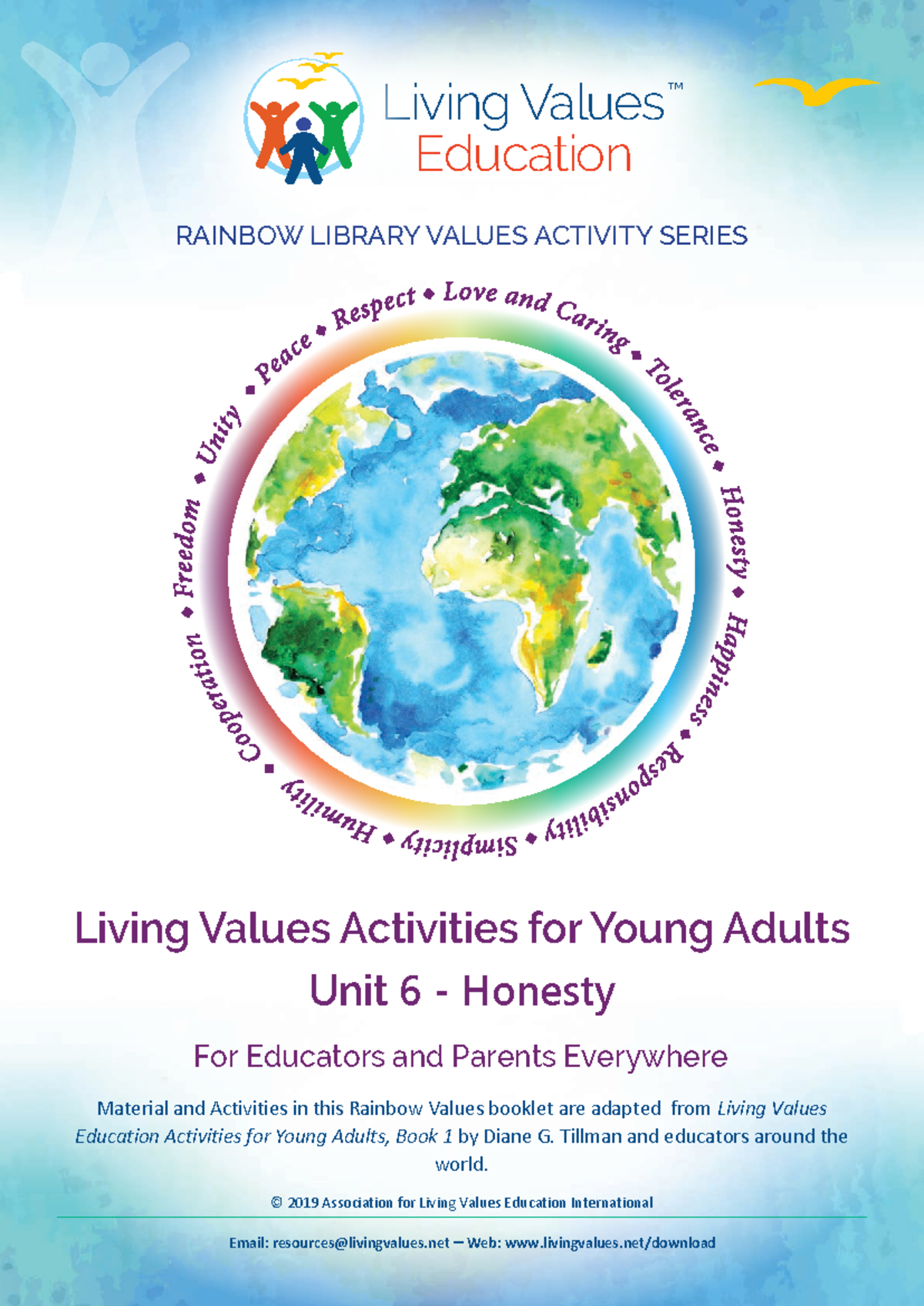 Living Values Education Rainbow Booklet Activities for Young Adults ...