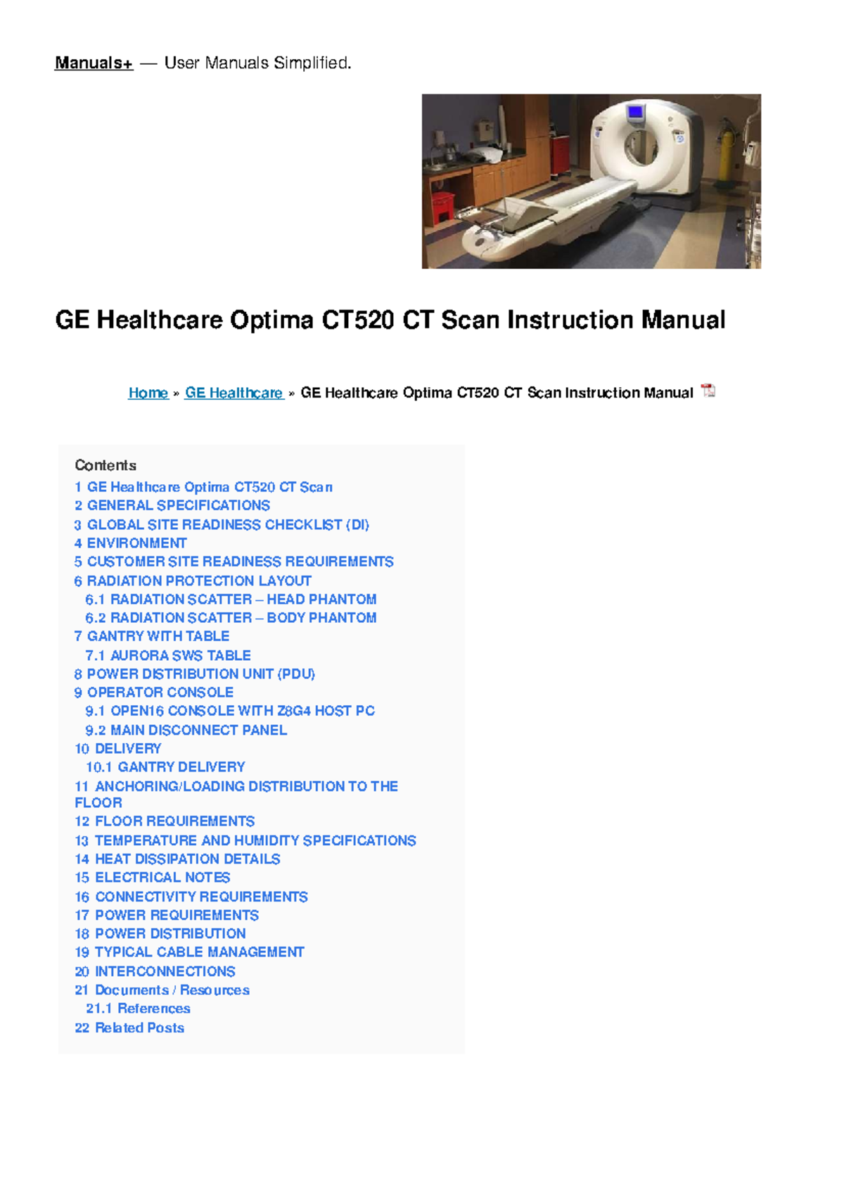 GE Healthcare Optima CT520 CT Scan Instruction Manual - Studocu