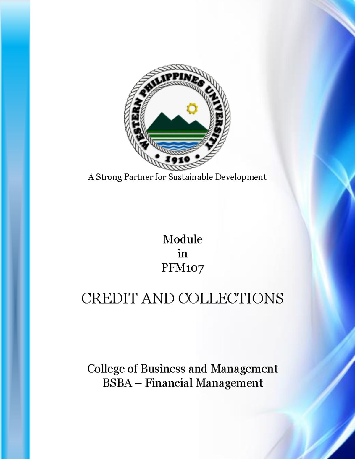 PFM 107- Module-1 - Credit and Collection - 1 Module in PFM CREDIT AND ...