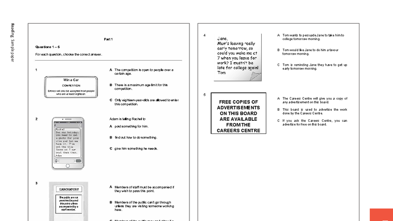 B1 Exam Reading Sample Paper 2: City Markets and Coconut Tree - Studocu