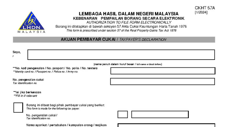 CKHT 57A: Kebenaran Pemfailan Borang Secara Elektronik 2024 - Studocu