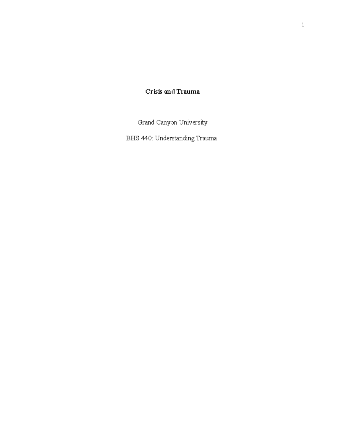 BHS 440: Understanding Crisis and Trauma in Border Situations - Studocu