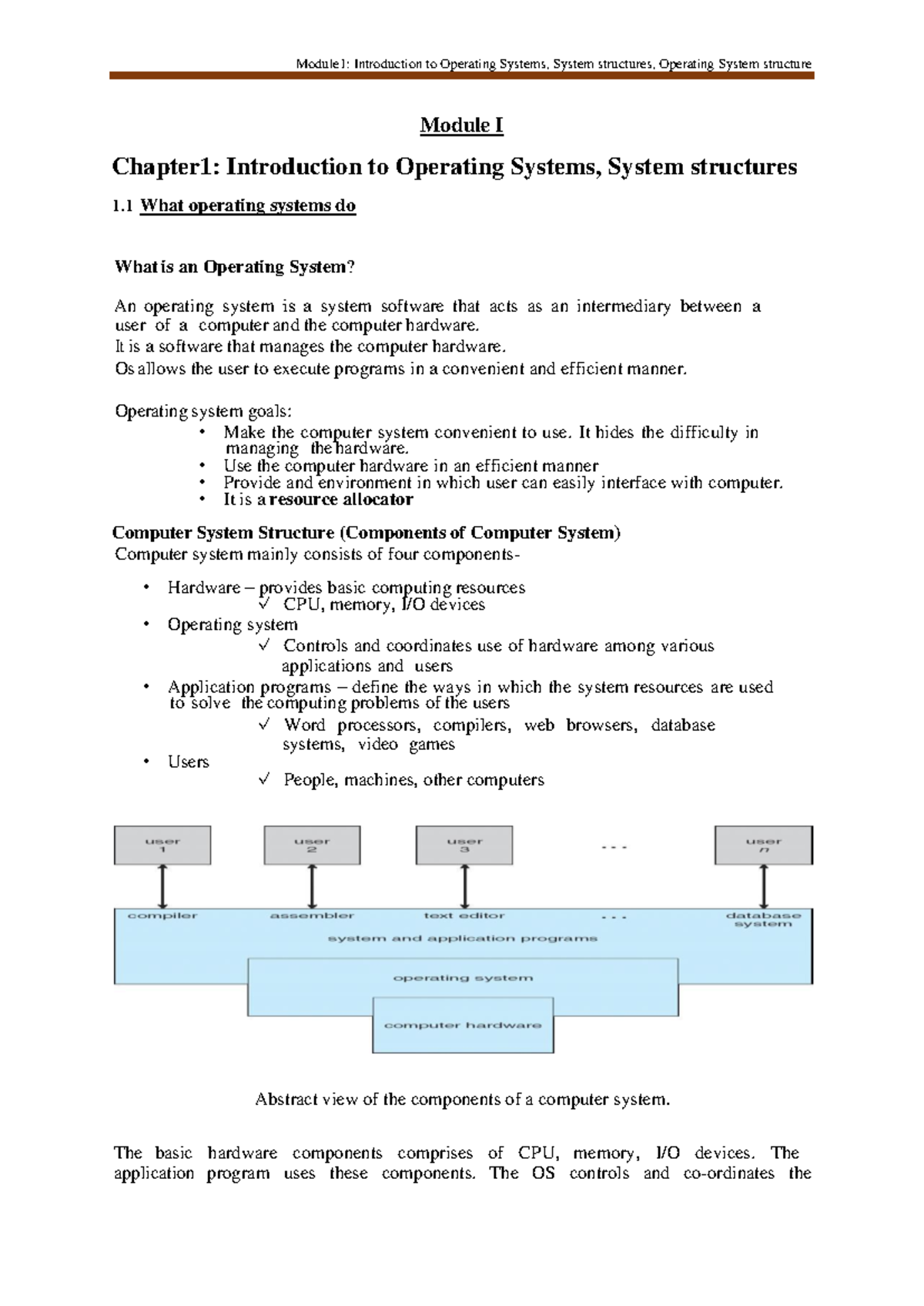 Module I - OS: Introduction to Operating Systems and Their Structures ...