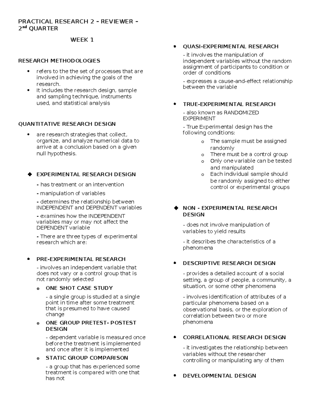 Practical Research 2 Reviewer 2ND Quarter - PRACTICAL RESEARCH 2 ...