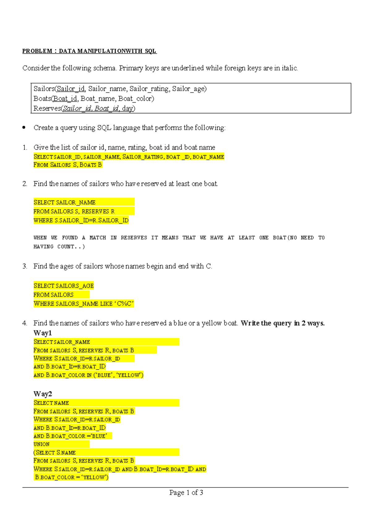 SQL Exercises: Data Manipulation with SQL (Extra) - Studocu