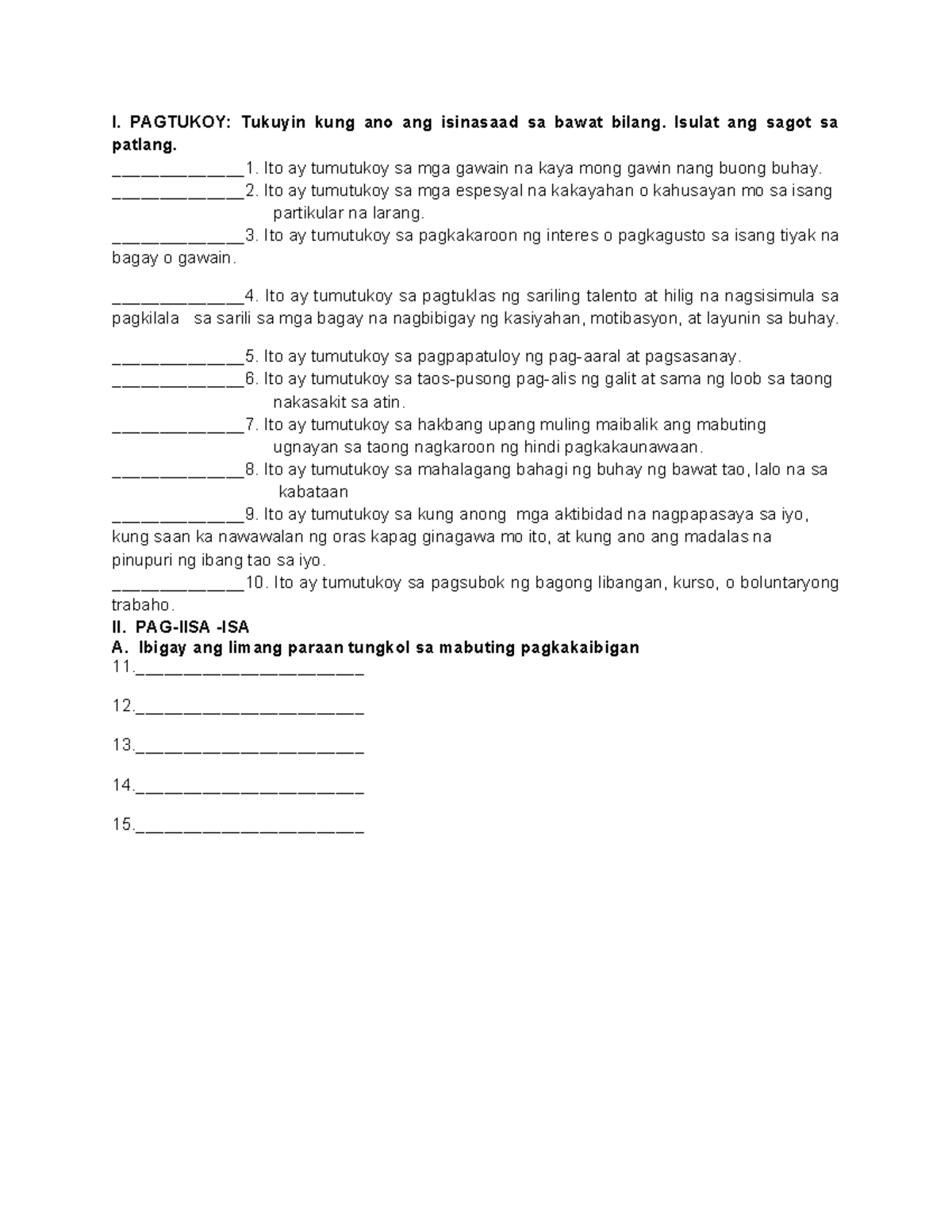 Reviewer sa Grade 7: Pagtukoy sa Sariling Kakayahan at Pagkaibigan ...