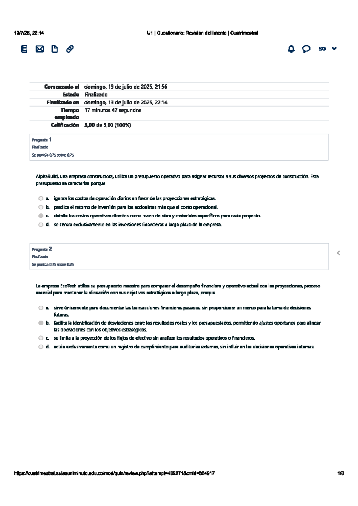 22:14 U1 Cuestionario: Revisión Cuatrimestral de Presupuestos - Studocu