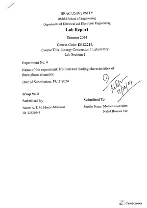 EEE 221L: Energy conversion laboratory project report guidelines - Studocu