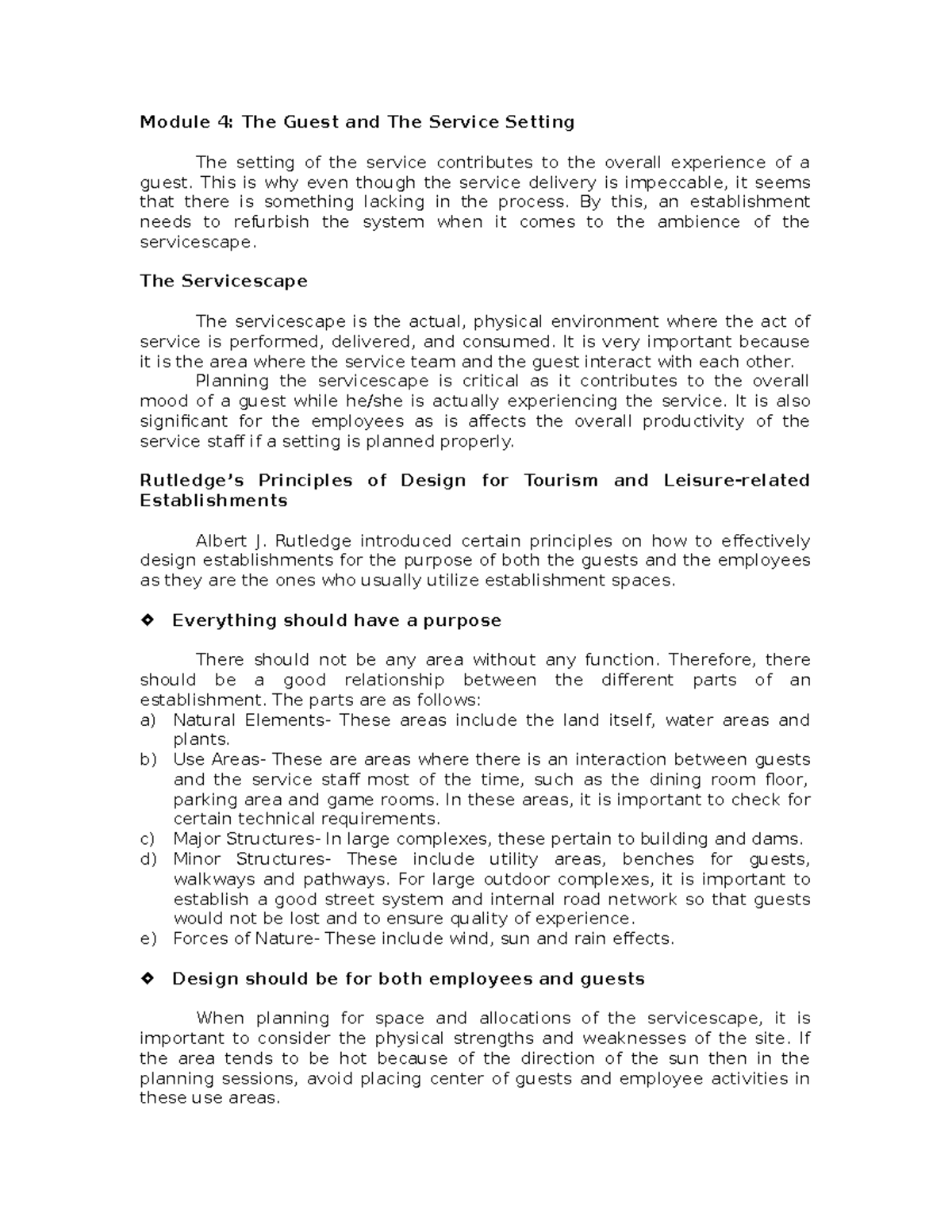 Module 4: Enhancing Guest Experience through Servicescape Design - Studocu