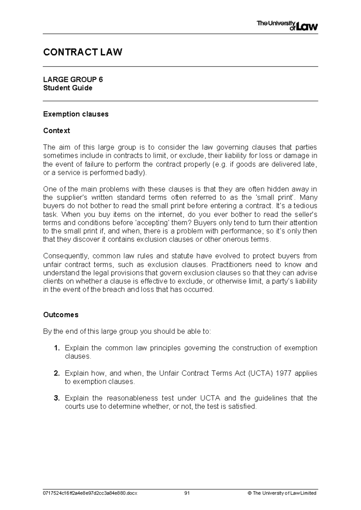 Student Guide: Understanding Exemption Clauses in Contract Law (LG 6 ...