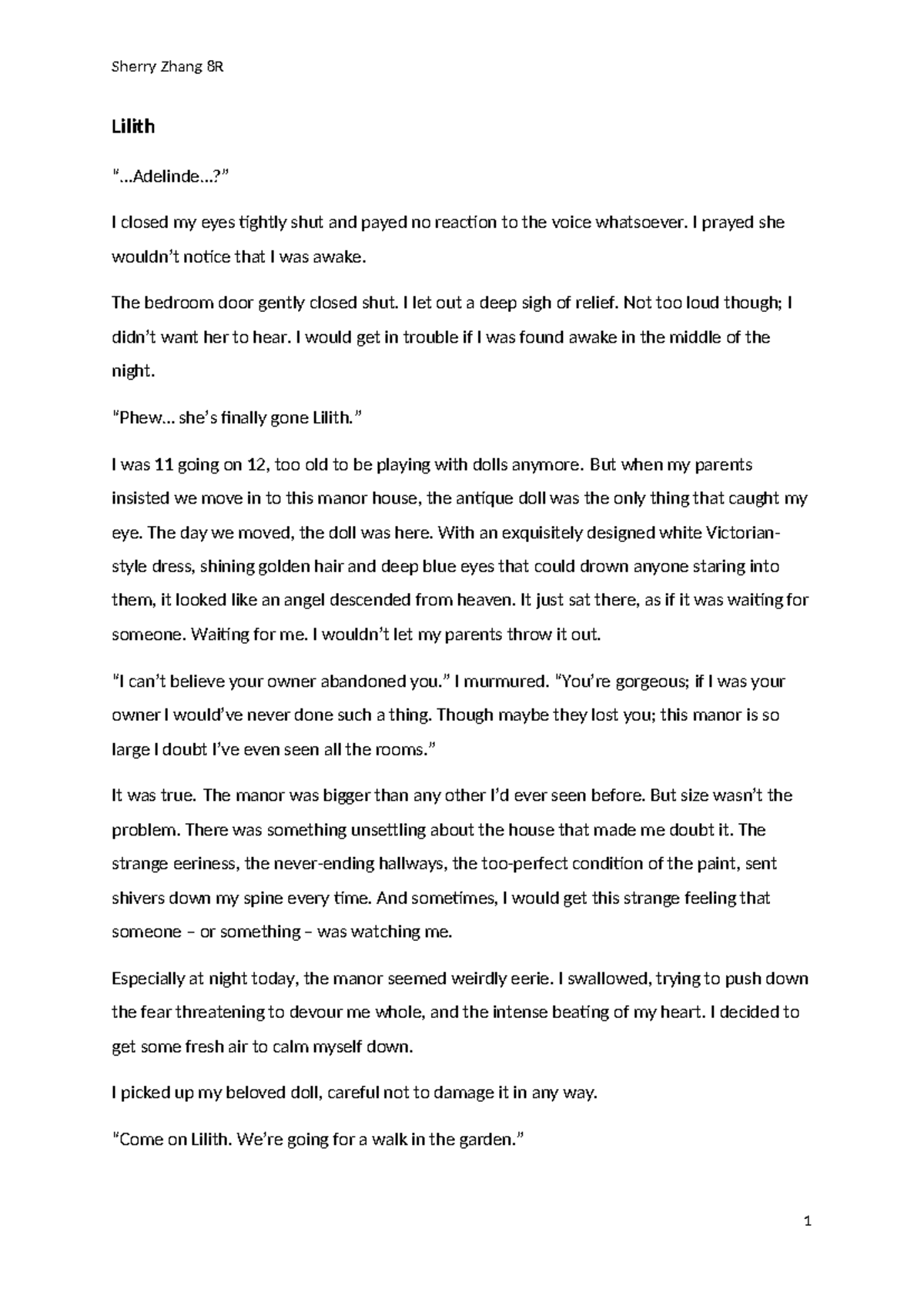 Gothic Short Story & Reflection: Lilith's Haunting (ENG 8R) - Studocu