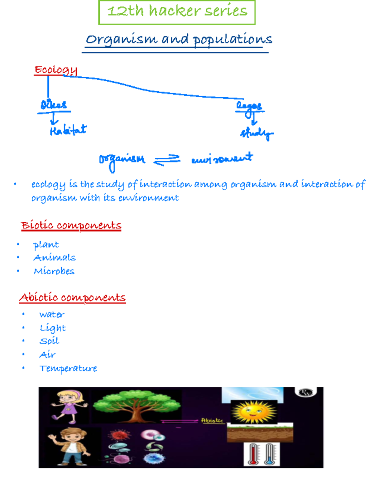 12th Grade Ecology: Organism and Populations Study Guide - Studocu
