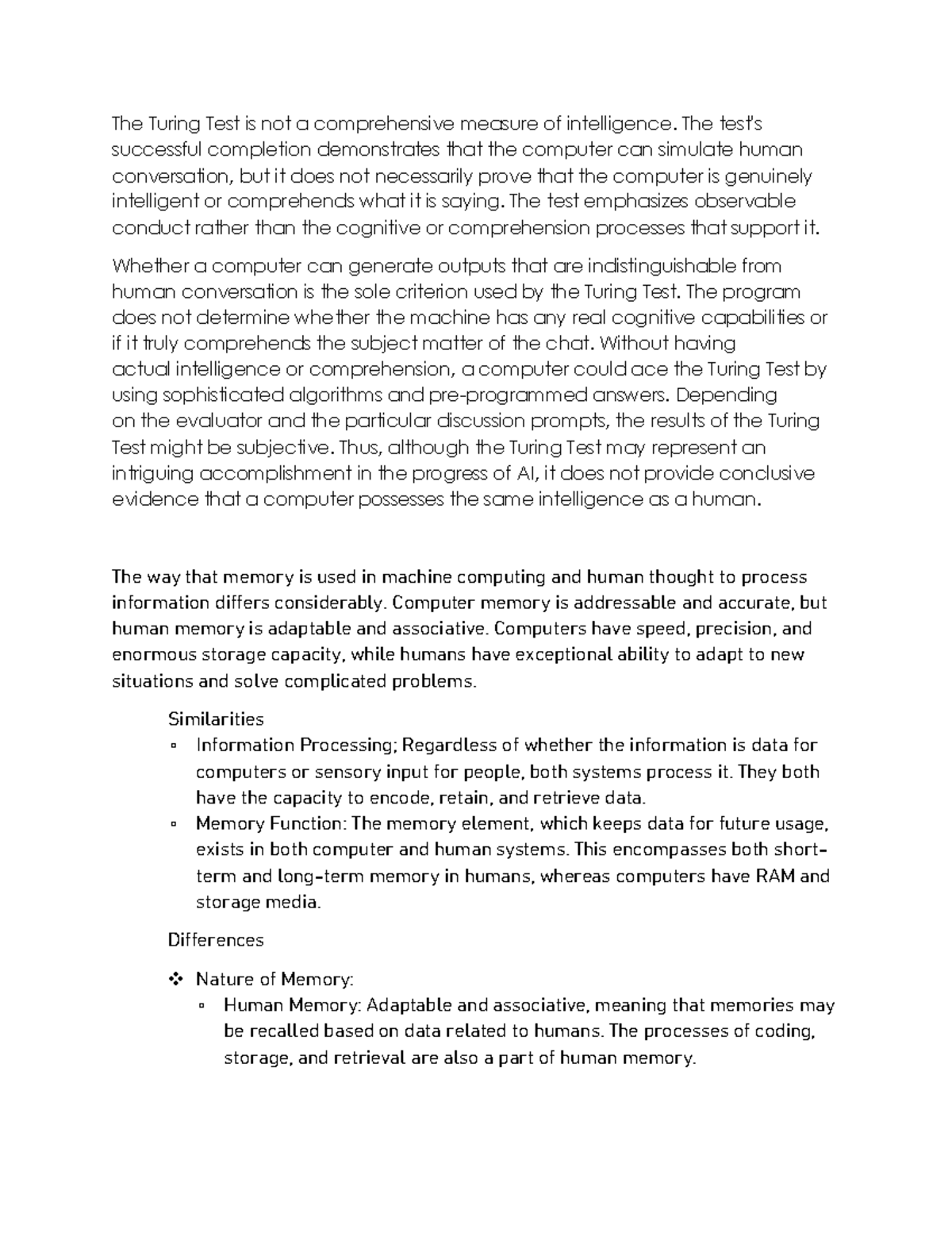 3-1 Discussion: Evaluating the Intelligence of Computers vs. Humans ...