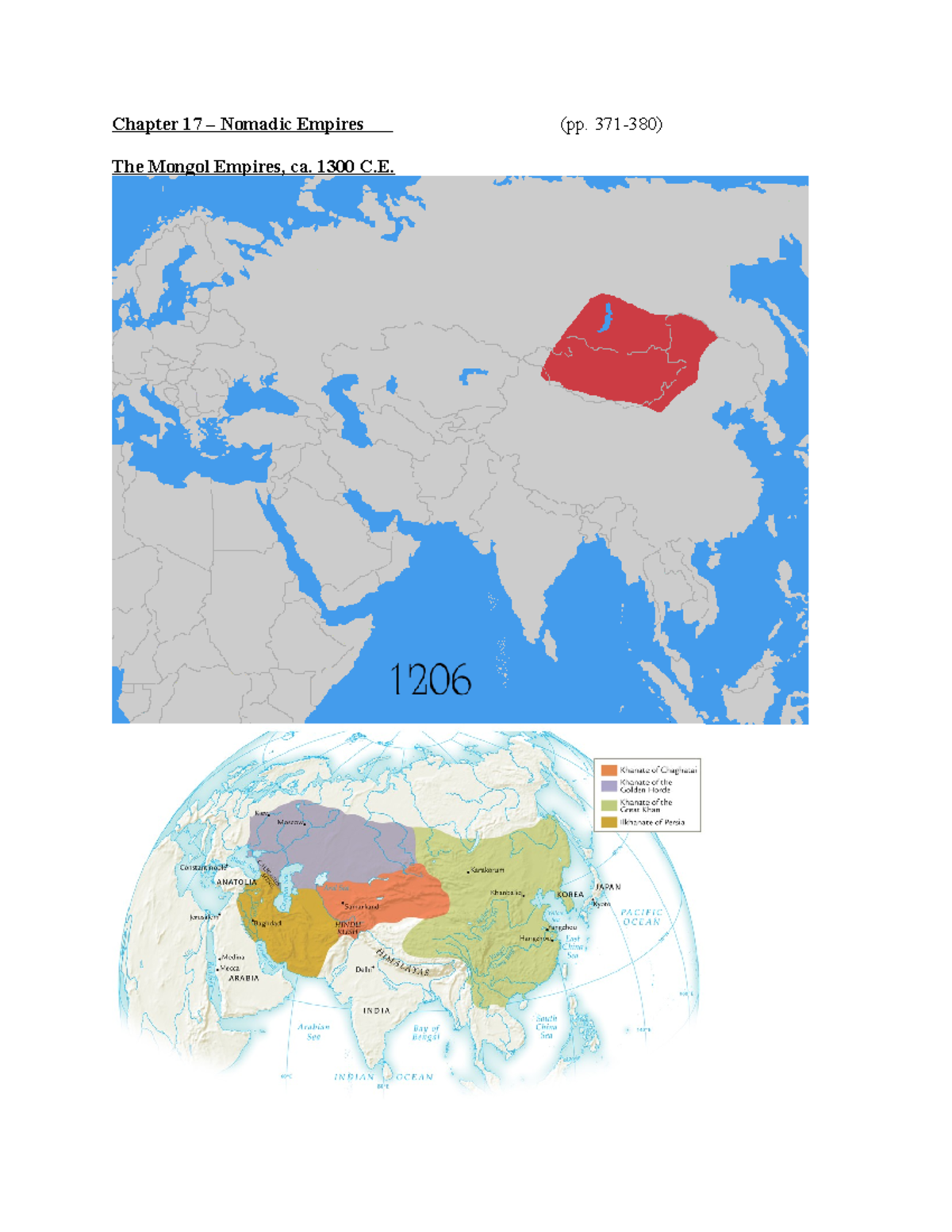 Chapter 17 - Nomadic Empires: The Rise and Fall of the Mongol States ...