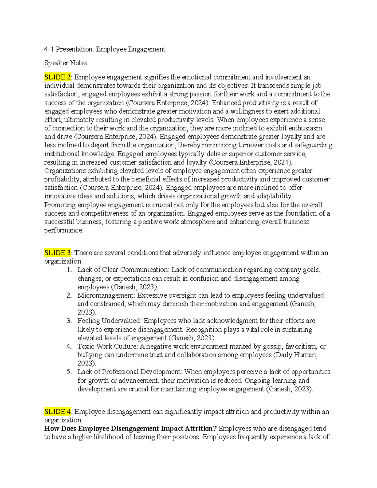 4-1 Presentation on Employee Engagement: Key Insights & Speaker Notes ...