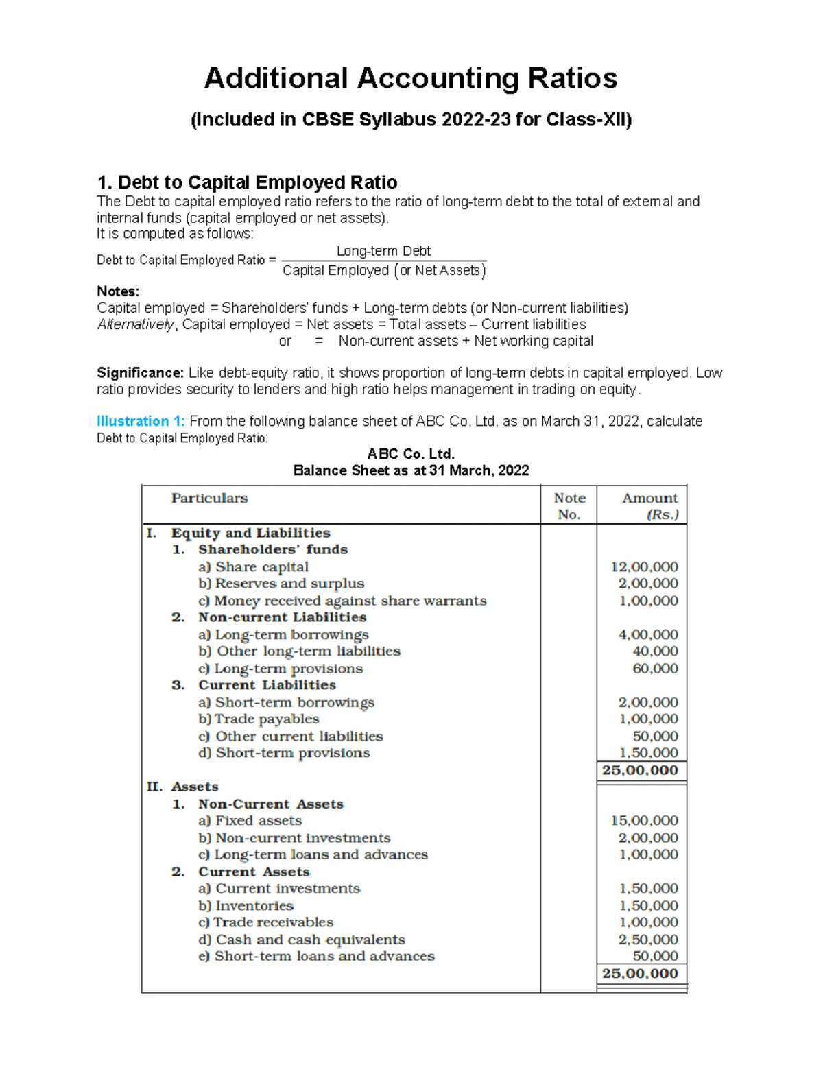 Accountts Class 12 Project On Ratio Analysis - Project Guidelines A. Points to be kept in mind ...