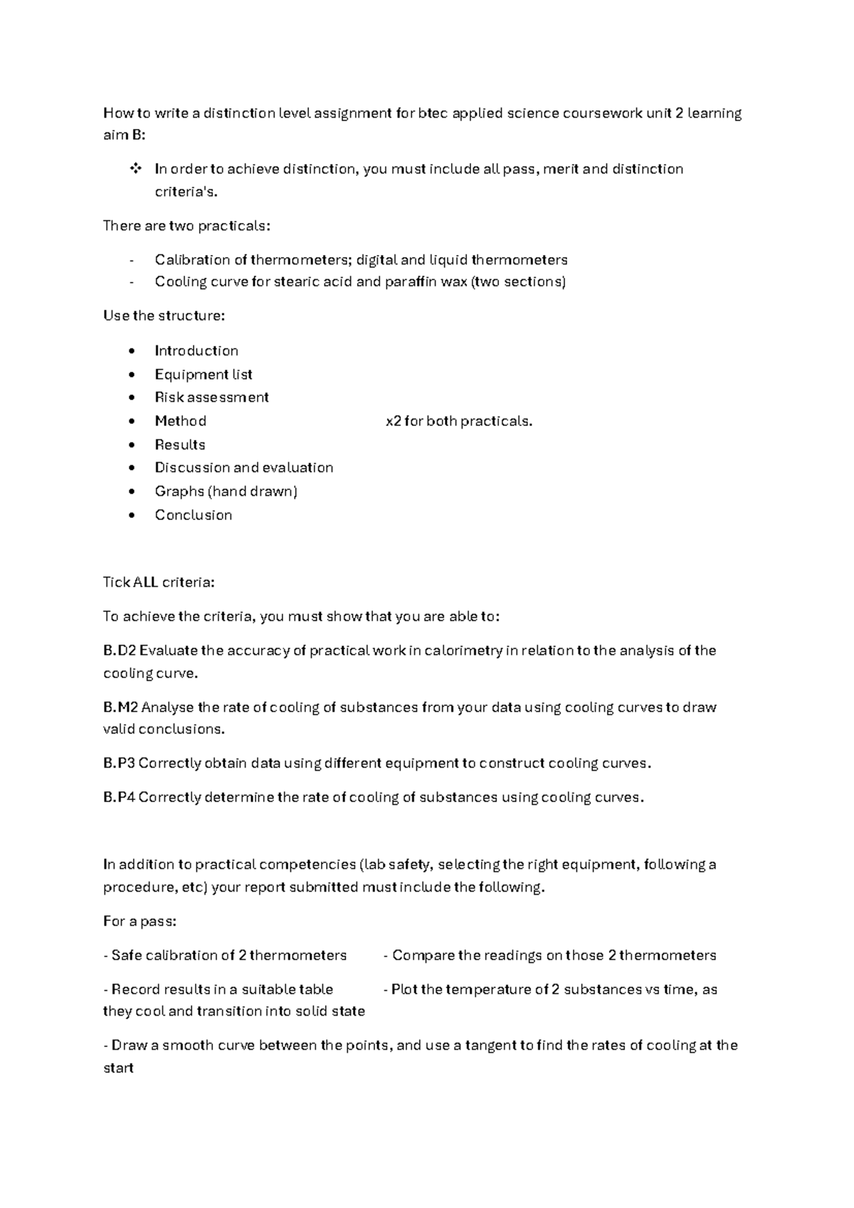 BTEC Applied Science Unit 2: Distinction-Level Assignment Guide - Studocu